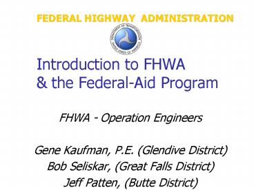 Introduction to FHWA presentation | free to download