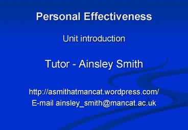Personal Effectiveness presentation | free to download