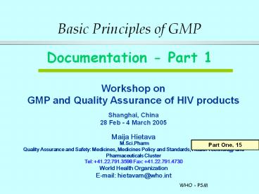 PPT – Basic Principles of GMP PowerPoint presentation | free to ...