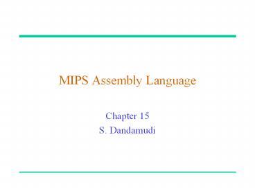MIPS Assembly Language presentation | free to download