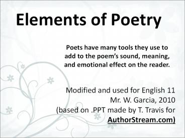Literary Elements In Poems Powerpoint