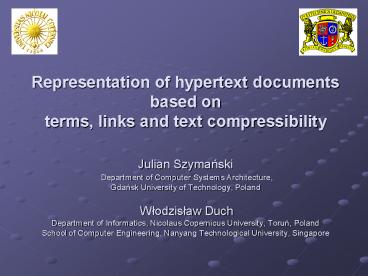 PPT – Representation of hypertext documents based on terms, links and ...