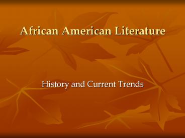 African American Literature presentation | free to download