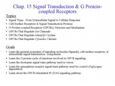 Chap. 15 Signal Transduction presentation | free to download