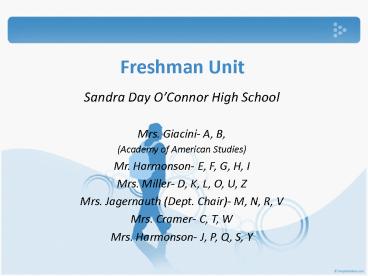 Freshman Unit presentation | free to download