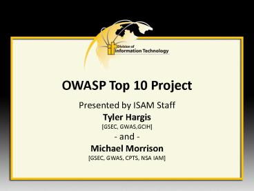 OWASP Top 10 Project presentation | free to view
