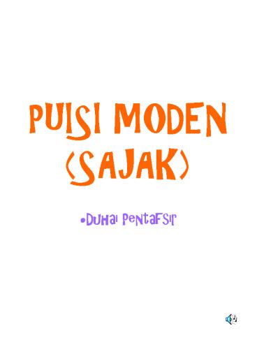 PUISI MODEN (SAJAK) presentation | free to download