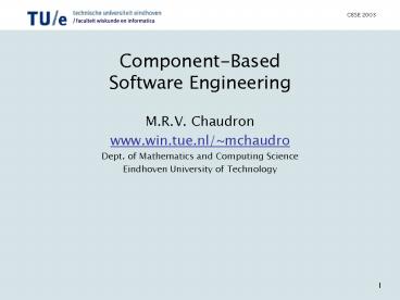 Component-Based Software Engineering presentation | free to view