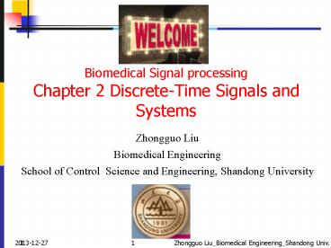 Biomedical Signal processing Chapter 2 Discrete-Time Signals and ...
