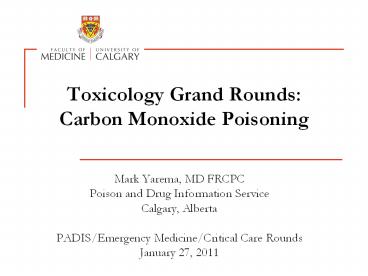 PPT – Toxicology Grand Rounds: Carbon Monoxide Poisoning PowerPoint ...