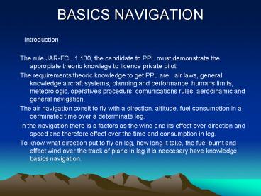 BASICS NAVIGATION presentation | free to view