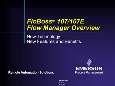 FloBossTM 107/107E Flow Manager Overview presentation | free to download