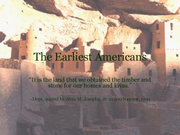 The Earliest Americans presentation | free to view