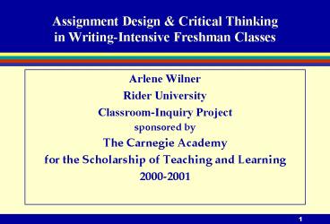 Assignment Design presentation | free to view