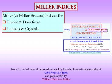MILLER INDICES presentation | free to download