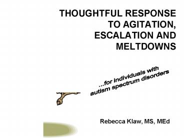 THOUGHTFUL RESPONSE TO AGITATION, ESCALATION AND MELTDOWNS presentation ...