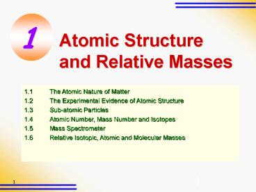 Atomic Structure and Relative Masses presentation | free to view