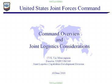 United States Joint Forces Command presentation | free to view