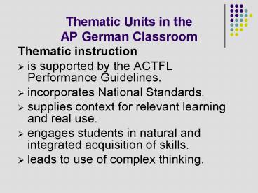 PPT – Thematic Units in the AP German Classroom PowerPoint presentation ...