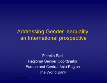 PPT – Addressing Gender Inequality: an International prospective ...