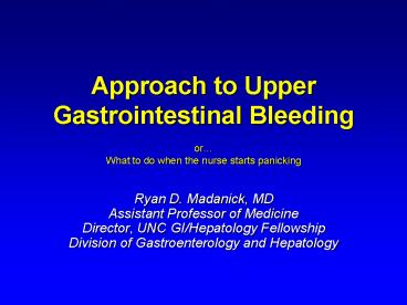 Approach to Upper Gastrointestinal Bleeding presentation | free to view