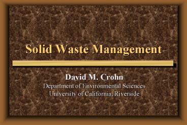 Solid Waste Management presentation | free to view
