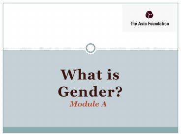 What is Gender? presentation | free to view