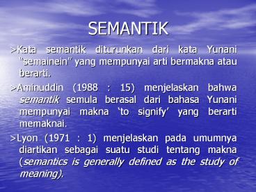 SEMANTIK presentation | free to view