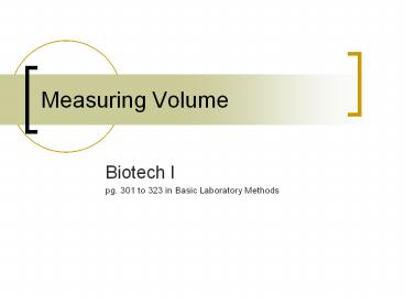 Measuring Volume presentation | free to view