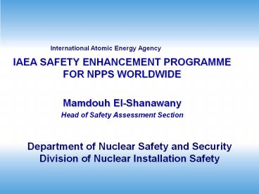 PPT – Department of Nuclear Safety and Security Division of Nuclear Installation Safety ...