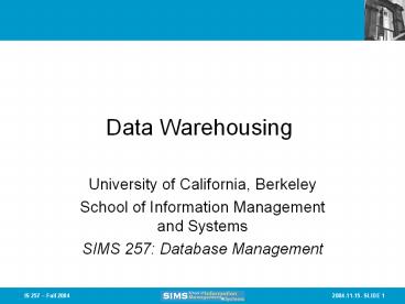 Data Warehousing presentation | free to download