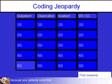 Coding Jeopardy presentation | free to view