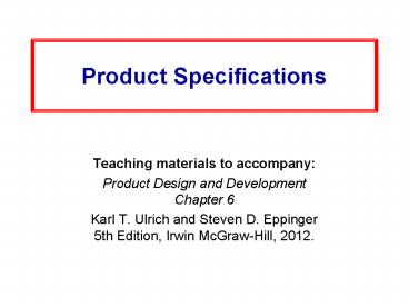 Product Specifications presentation | free to download
