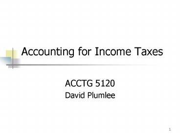 Accounting for Income Taxes presentation | free to view