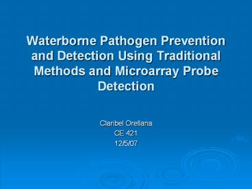 Waterborne Pathogen Prevention and Detection Using Traditional Methods ...