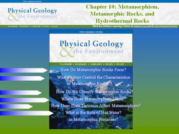 PPT – Chapter 10: Metamorphism, Metamorphic Rocks, and Hydrothermal ...