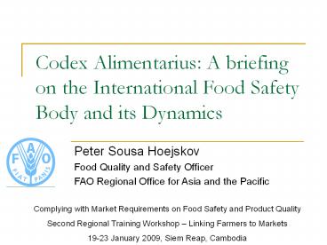 Codex Alimentarius: A briefing on the International Food Safety Body ...