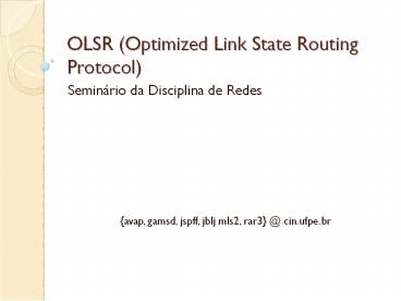 OLSR (Optimized Link State Routing Protocol) presentation | free to ...