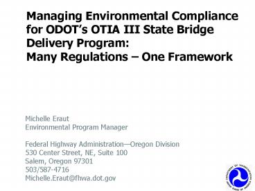 PPT – Managing Environmental Compliance for ODOT PowerPoint ...