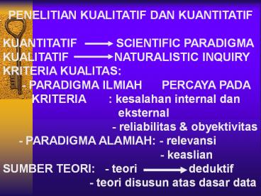Ppt Perbedaan Riset Kuantitatif Dan Kualitatif Powerpoint