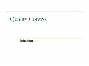 Quality Control presentation | free to download