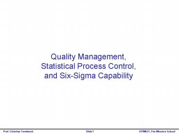 PPT – Quality Management, Statistical Process Control, and Six-Sigma ...