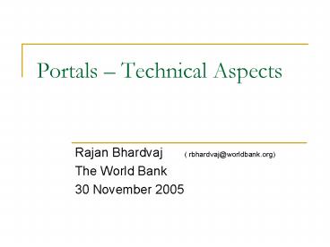 PPT – Portals PowerPoint presentation | free to view - id: 520071-NzIzZ