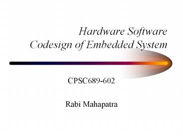 Hardware Software Codesign of Embedded System presentation | free to download