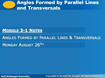 Angles Formed by Parallel Lines and Transversals presentation | free to ...