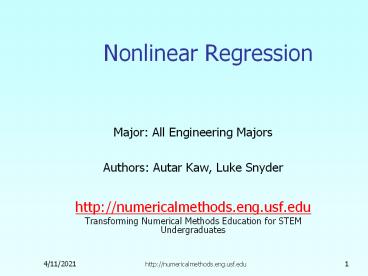 PPT – Nonlinear Regression PowerPoint presentation | free to download ...