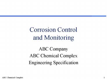 Corrosion Control and Monitoring presentation | free to view