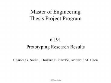 PPT – Master of Engineering Thesis Project Program PowerPoint ...