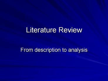 Literature Review presentation | free to download