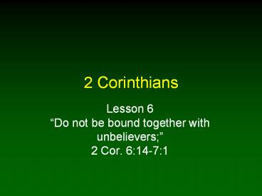 2 Corinthians presentation | free to view